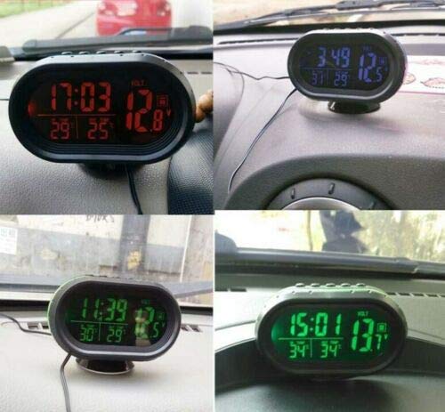 MACHSWON 3 in 1 Car Digital LED Electronic LCD Clock Thermometer Voltmeter