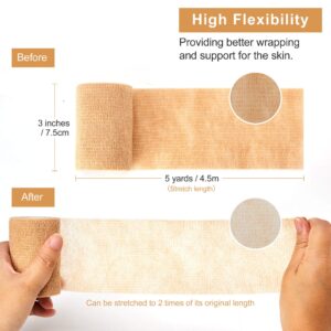 Self Adhesive Bandage Tape (3 Inches X 5 Yards), 8 Pack Elastic Cohesive Bandage Medical Wrap for First Aid, Sports, Wrist & Ankle