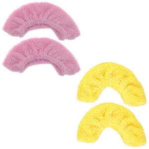 besportble 2 pairs ice skate guards elastic skating blades covers kids plush skate shoes blade protector (yellow pink s)