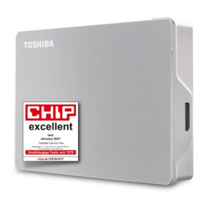 toshiba 4tb canvio flex portable external hard drive for mac, windows pc and tablet use, compatible with most usb-c and usb-a devices, silver (hdtx140escaa)