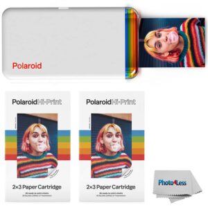 polaroid originals hi-print 2x3 pocket photo printer, 2 pack (40 sheets) dye-sub tech