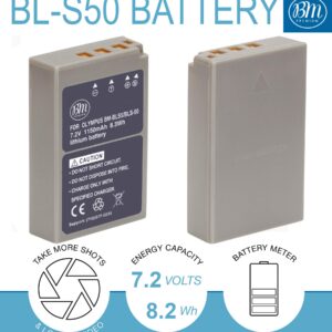 BM Premium 2 Pack of BLS-50, PS-BLS5 Batteries for Olympus OM-5, OM-D E-M5 III, E-M10, E-M10 III, E-M10 IV, E-PL7, E-PL8, E-PL9, E-PL10, Stylus 1 Cameras