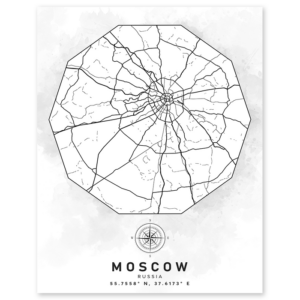 moscow russia aerial street map wall print - world geography classroom decor