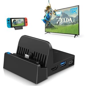 switch tv dock for nintendo, 4k hdmi switch tv adapter with usb 3.0 port, replacement for official nintendo switch dock