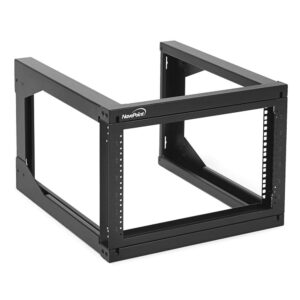 navepoint 6u server rack with swing gate - 6u wall mount rack for 19 inch it equipment open frame rack – network rack wall mount for av & server equipment 24” deep 6u rack, black