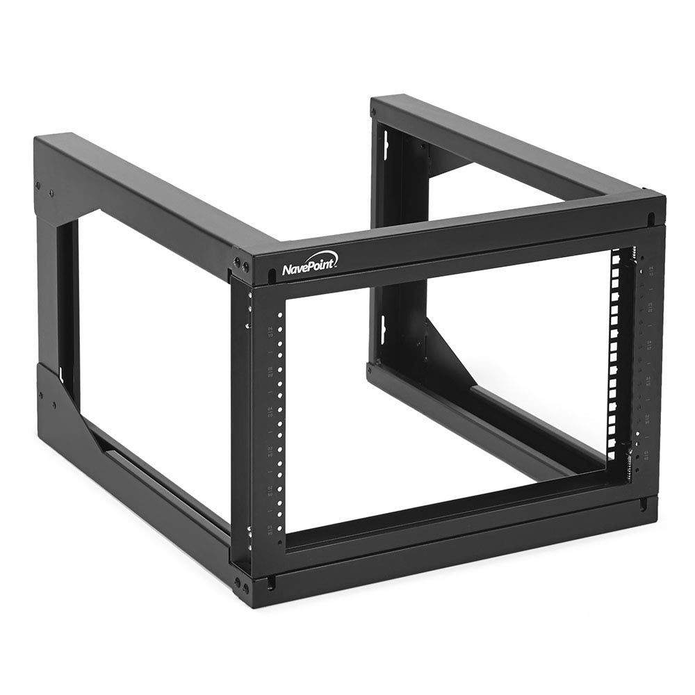 NavePoint 6U Server Rack with Swing Gate - 6U Wall Mount Rack for 19 Inch IT Equipment Open Frame Rack – Network Rack Wall Mount for AV & Server Equipment 24” Deep 6U Rack, Black