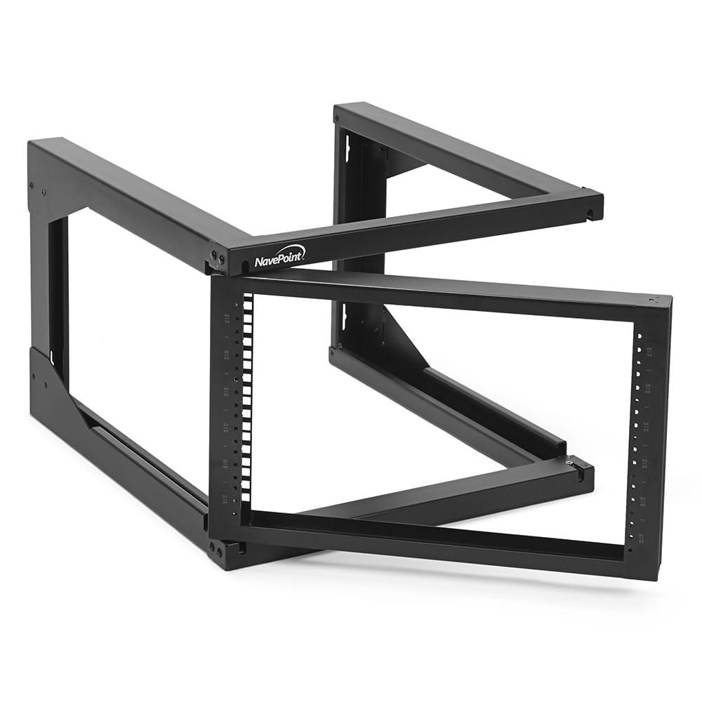 NavePoint 6U Server Rack with Swing Gate - 6U Wall Mount Rack for 19 Inch IT Equipment Open Frame Rack – Network Rack Wall Mount for AV & Server Equipment 24” Deep 6U Rack, Black