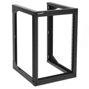 navepoint 15u server rack with swing gate - 15u wall mount rack for 19 inch it equipment open frame rack – network rack wall mount for av & server equipment 24” deep 15u rack, black