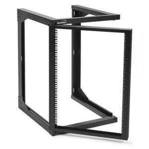 NavePoint 15U Server Rack with Swing Gate - 15U Wall Mount Rack for 19 Inch IT Equipment Open Frame Rack – Network Rack Wall Mount for AV & Server Equipment 24” Deep 15U Rack, Black