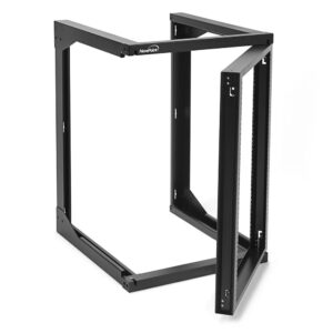 NavePoint 15U Server Rack with Swing Gate - 15U Wall Mount Rack for 19 Inch IT Equipment Open Frame Rack – Network Rack Wall Mount for AV & Server Equipment 24” Deep 15U Rack, Black