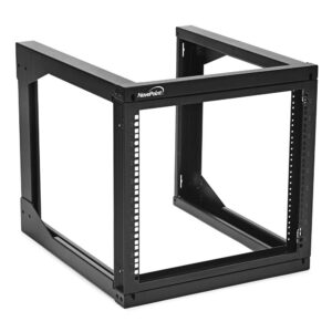 navepoint 9u server rack with swing gate - 9u wall mount rack for 19 inch it equipment open frame rack – network rack wall mount for av & server equipment 24” deep 9u rack, black