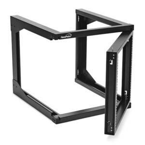 NavePoint 9U Server Rack with Swing Gate - 9U Wall Mount Rack for 19 Inch IT Equipment Open Frame Rack – Network Rack Wall Mount for AV & Server Equipment 24” Deep 9U Rack, Black