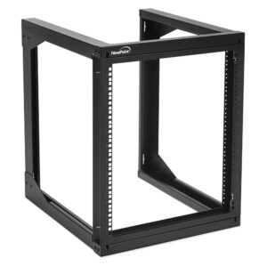 navepoint 12u server rack with swing gate - 12u wall mount rack for 19 inch it equipment open frame rack – network rack wall mount for av & server equipment 24” deep 12u rack, black