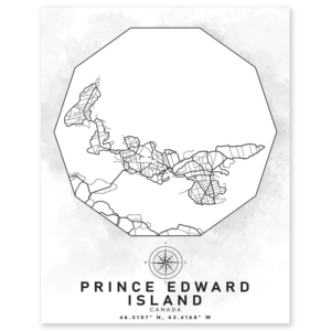 prince edward island canada aerial street map wall print - geography classroom decor