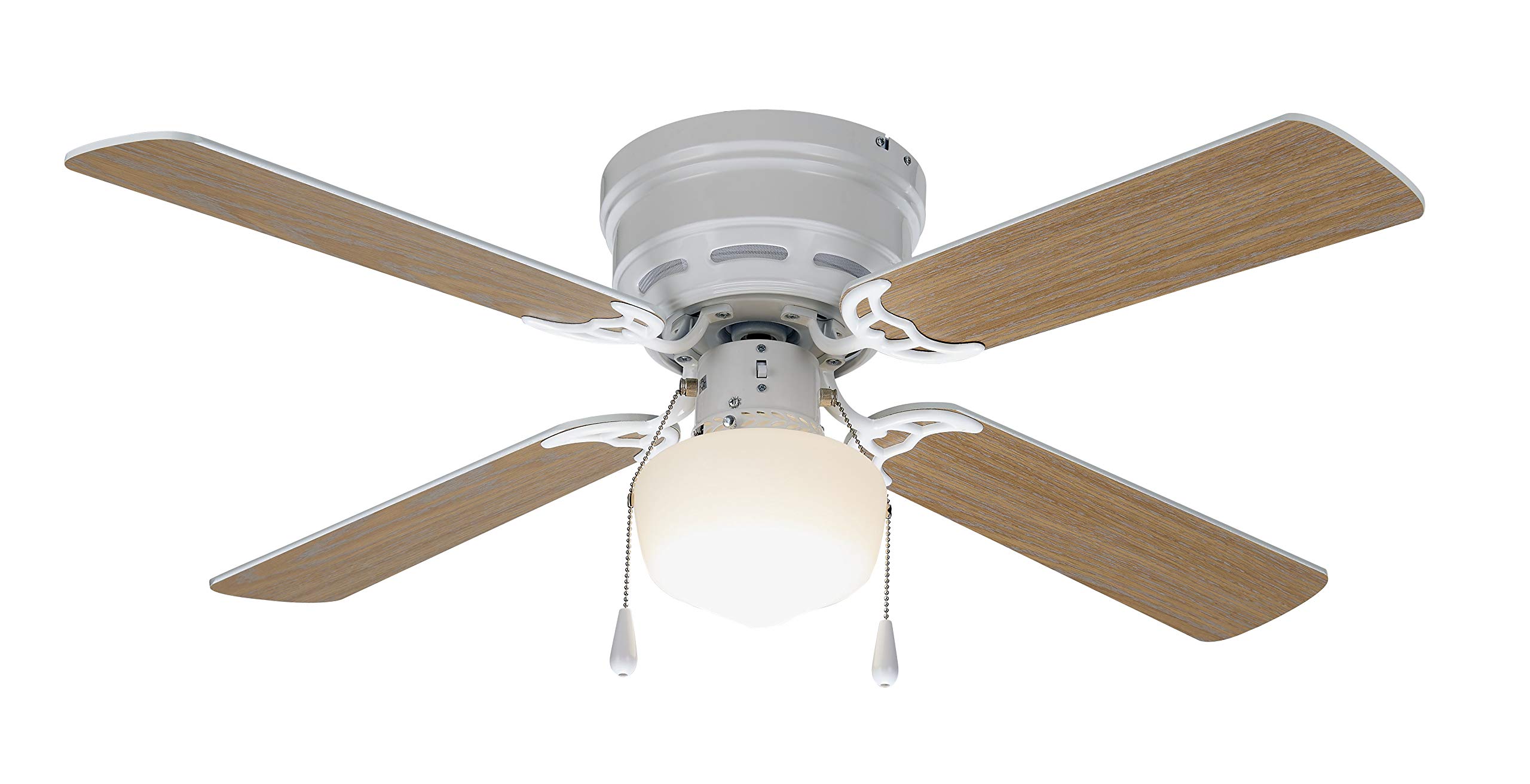 Mainstays 42" Hugger Metal Indoor Ceiling Fan with Single Light, White, 4 Blades, LED Bulb