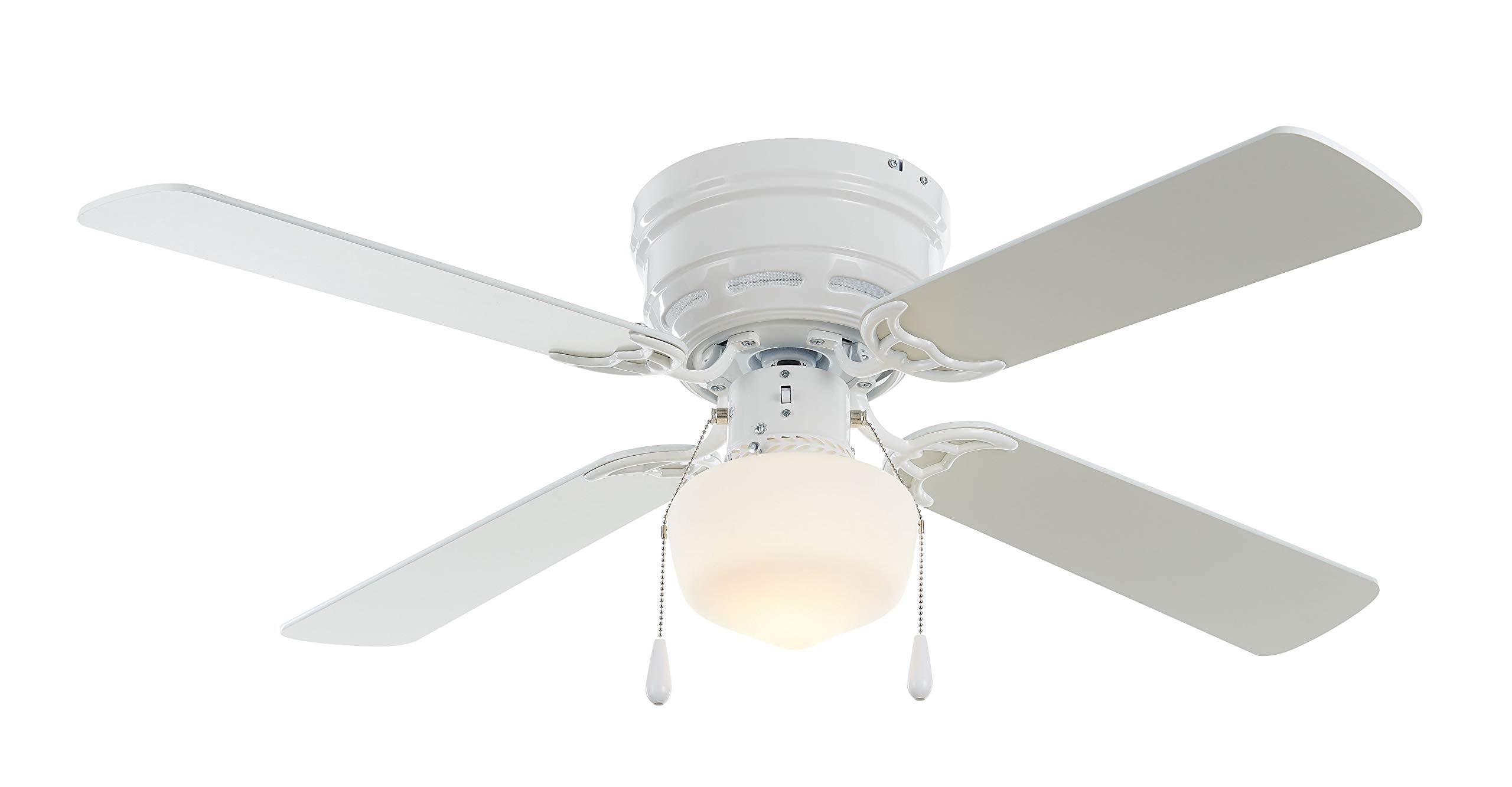 Mainstays 42" Hugger Metal Indoor Ceiling Fan with Single Light, White, 4 Blades, LED Bulb