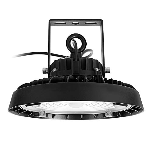 Miiruop UFO LED High Bay Light,160W Coollight 25,600lm 5000K 0-10V Dimmable [Adjustable Beam Angle 65/90/105] IP65 Waterproof,600W HID Replacement,5-Year Warranty US Plug,Warehouse/Wet Location Area