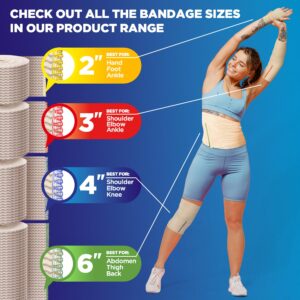 Premium Elastic Bandage Wrap - 4pk (2x6", 2x4") – Self-Closing - Strong Compression Bandage Wrap - Waist, Legs, Elbow, Knee Wrap