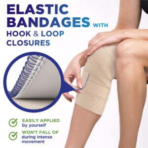 Premium Elastic Bandage Wrap - 4pk (2x6", 2x4") – Self-Closing - Strong Compression Bandage Wrap - Waist, Legs, Elbow, Knee Wrap