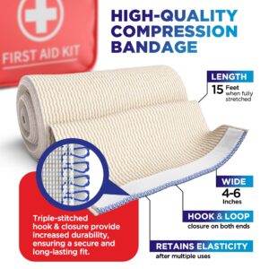 Premium Elastic Bandage Wrap - 4pk (2x6", 2x4") – Self-Closing - Strong Compression Bandage Wrap - Waist, Legs, Elbow, Knee Wrap