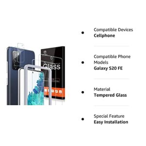 [4 Pack] MP-MALL 2 Pack Tempered Glass Screen Protector + 2 Pack Camera Lens Protector for Samsung Galaxy S20 FE 5G / Galaxy S20 Fan Edition (6.5-inch), 9H Hardness Scratch-Resistant