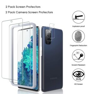 [4 Pack] MP-MALL 2 Pack Tempered Glass Screen Protector + 2 Pack Camera Lens Protector for Samsung Galaxy S20 FE 5G / Galaxy S20 Fan Edition (6.5-inch), 9H Hardness Scratch-Resistant