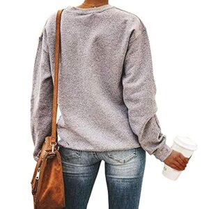 CTMY Women's Shirts Christmas Print Long Sleeve Loose Crewneck Sweatshirt Blouse Tunic Tops Bloudve Pullover (2XL, Gray022)