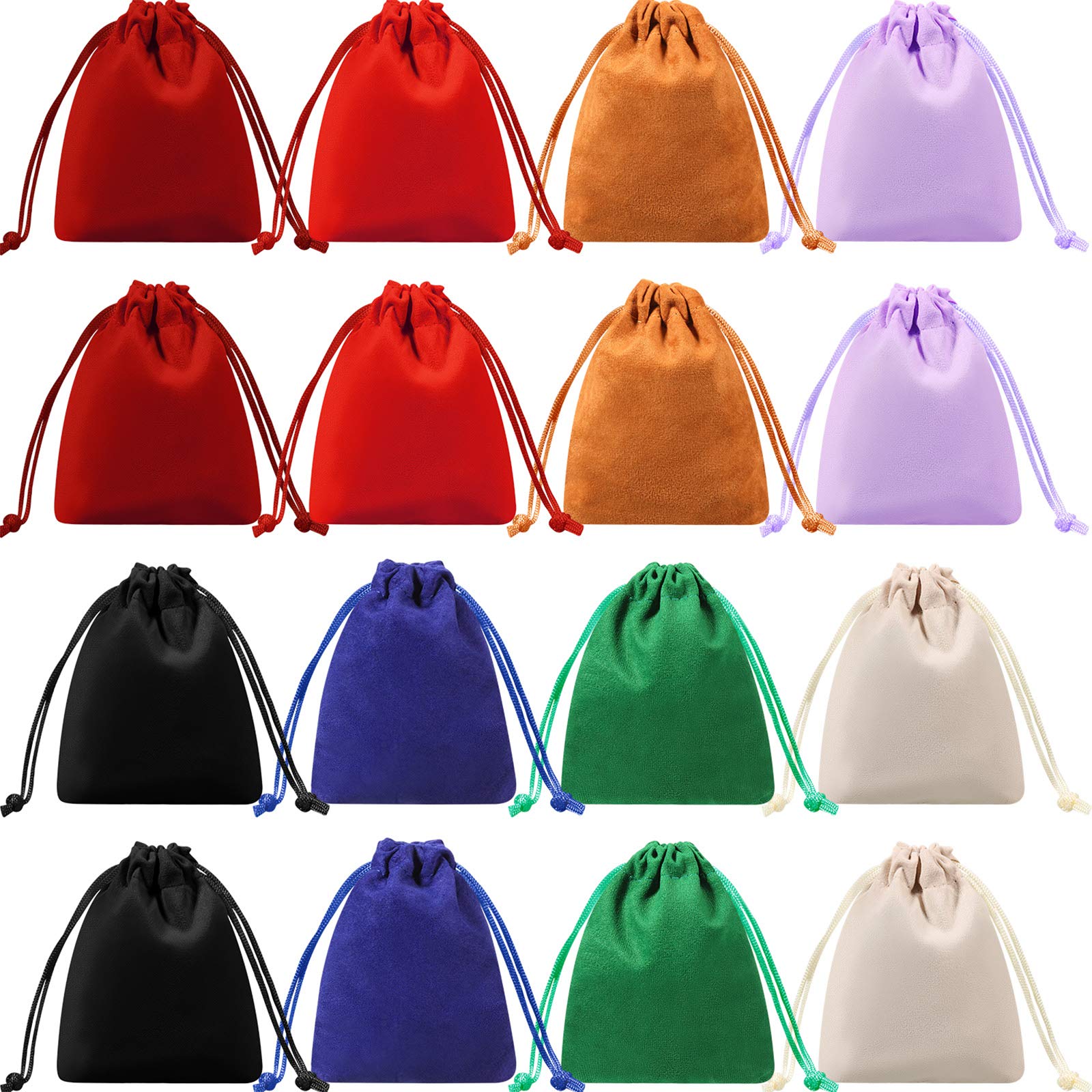 16 Pieces Mini Dice Bags Velvet Drawstring Bag 4.1 x 3.3 Inch Dice Drawstring Pouches Velour Storage Pouches for Dice, Jewelry, 8 Colors