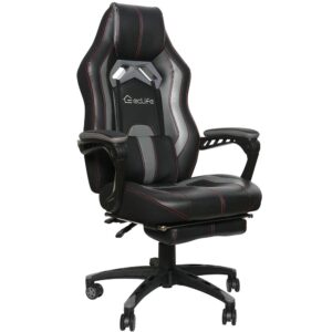 massage gaming chair racing ,office chair video game chair,high back pu leather pc racing computer desk office swivel recliner with retractable footrest and adjustable lumbar cushion support (grey)