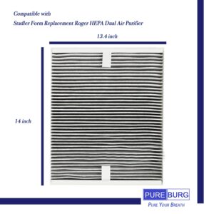 PUREBURG Replacement High-efficiency HEPA Filters Compatible with Stadler Form Roger Air Purifier, R-113, Activated carbon 2-IN-1 Air Clean Dust VOCs,2-Pack