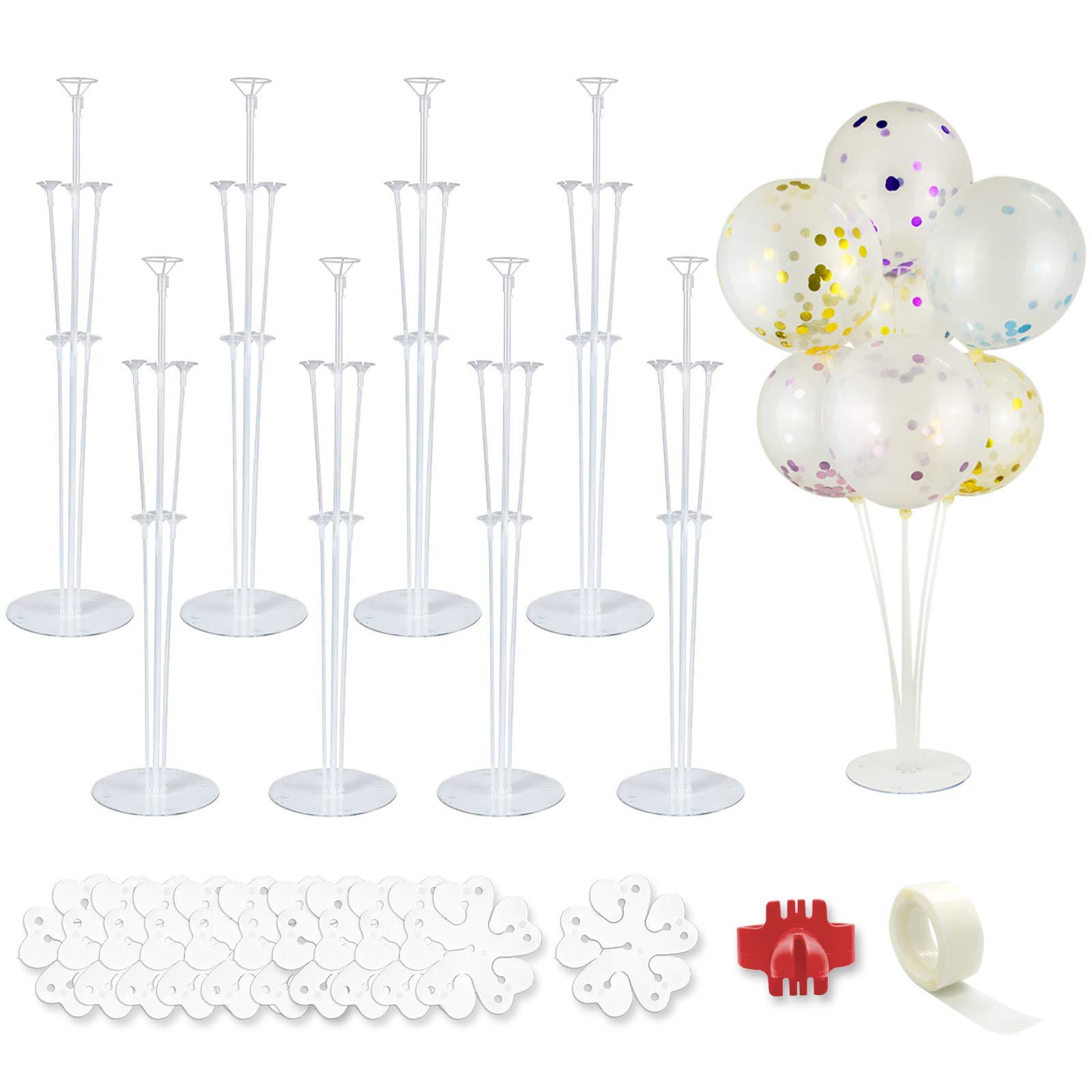 Easeen 8 Sets Balloon Stand Kit, Table Balloon Stand Holder, Reusable Centerpiece with Base for Birthday Decorations, Party, Wedding and Graduation Decorations