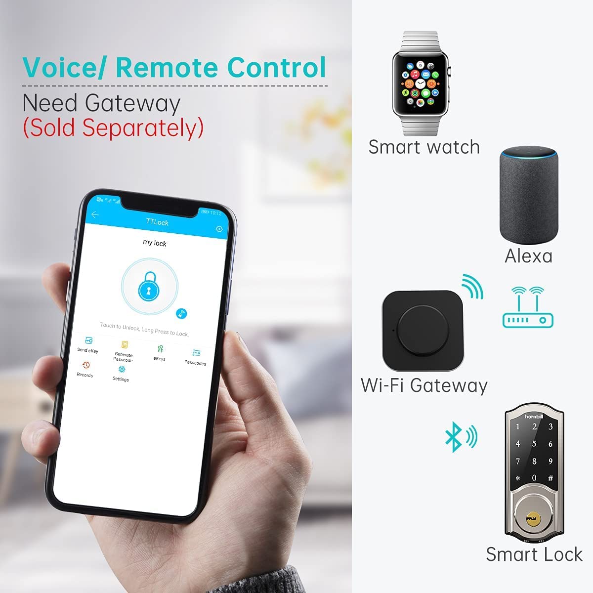 Smart Lock, Hornbill Keyless Entry Keypad Deadbolt, Bluetooth Electronic Digital Front Door Locks Work with Alexa, Free App Control Passcode, Auto Lock for Exterior Doors Airbnb Home Apartment Office