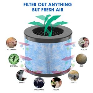 Flintar True HEPA Filter Replacement, Compatible with Okaysou AirMic4S and Miko C102 IBuki Air Purifier, 3-in-1 Pre-filter, H13 Grade True HEPA and Activated Carbon Filter Set, 2-Pack