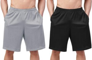 devops men's 2-pack mesh athletic workout basketball running mesh shorts with pockets