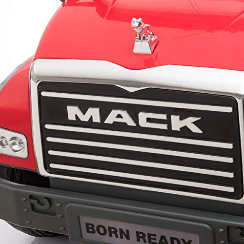 Mack Granite Dump Truck Two Seater Ride On in Red, 12V Battery Powered, Best for Kids/Children/Boys/Girls