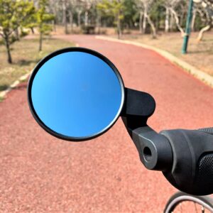 MEACHOW 2022 New Bar End Bike Mirror, 80mm Crystal UHD Automotive Grade Glass Lens E-Bike Mirrors, Scratch Resistant, Safe Rearview Mirrors, (Silver Left Side) ME-021LS