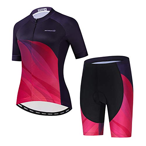 PSPORT Cycling Jersey Sets Women Summer Short Sleeve Biking Jersey Suit Ladies Bike Clothing Clothing Bike Tops Quick Dry