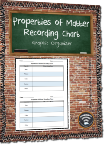 properties of matter recording chart graphic organizer