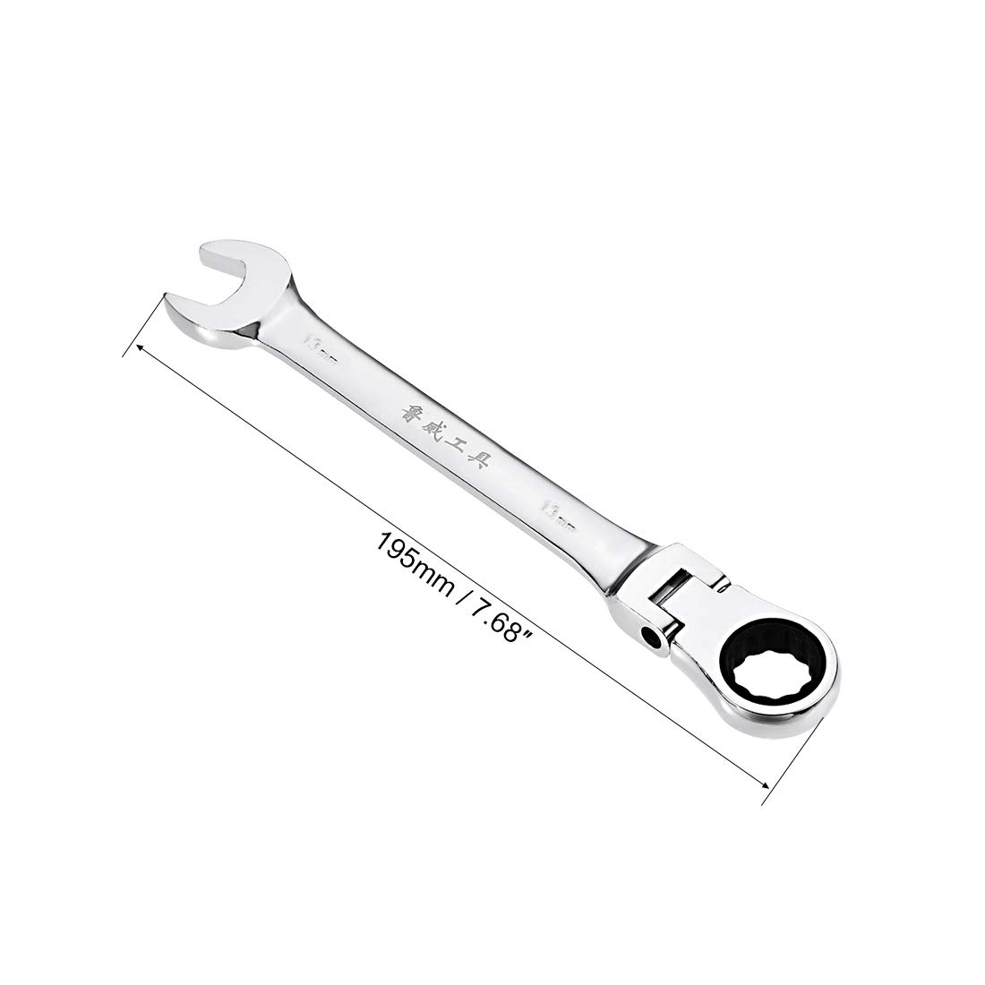 uxcell 13mm Flex-Head Ratcheting Combination Wrench Metric 72 Teeth 12 Point Ratchet Box Ended Spanner Tools, Cr-V