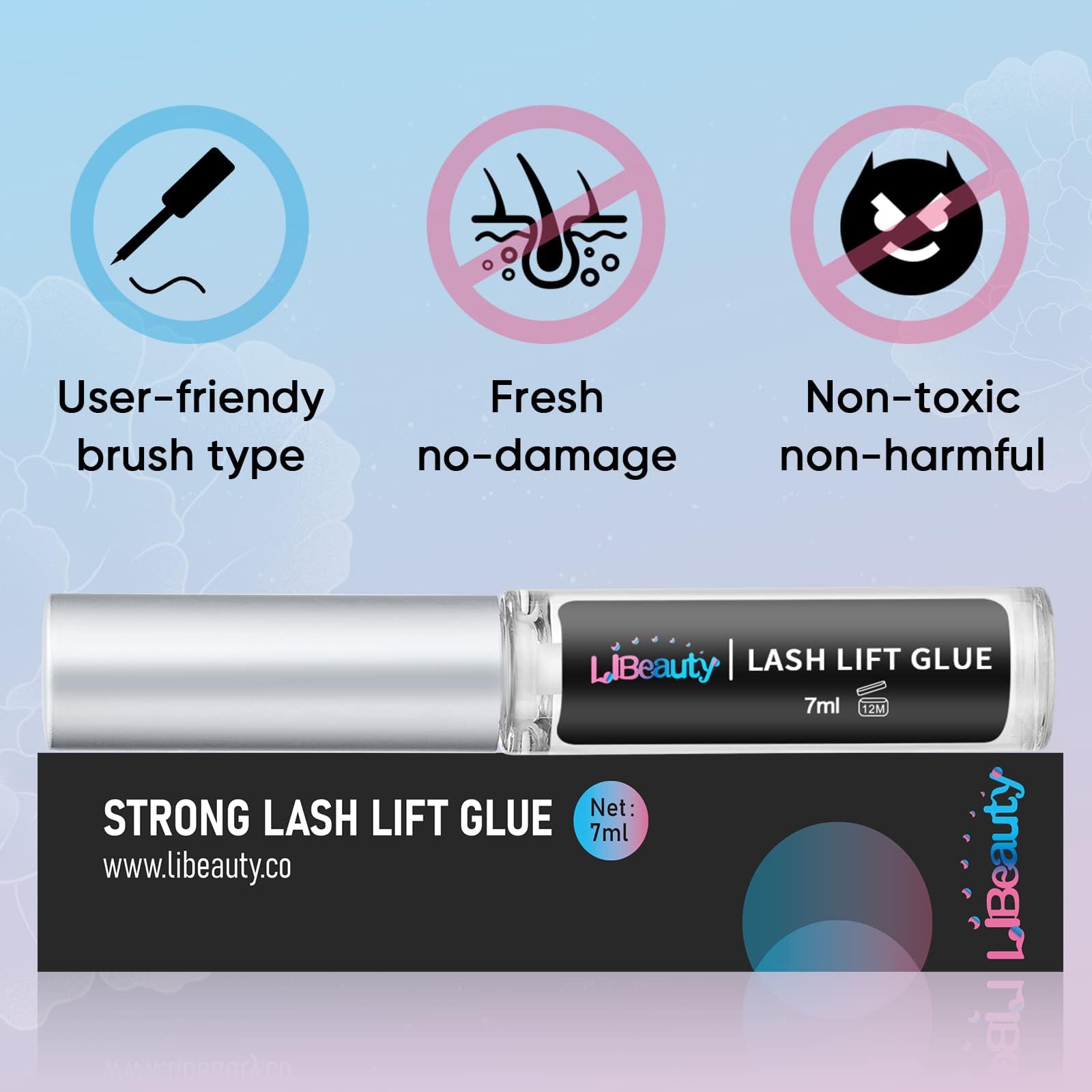 Libeauty Lash Lift Glue, Eyelash Adhesives, Eyelash Perm Glue Strong Sticky Eyelash Lifting Glue for Lash Perming or False Eyelashes Dissolves Quickly in Water