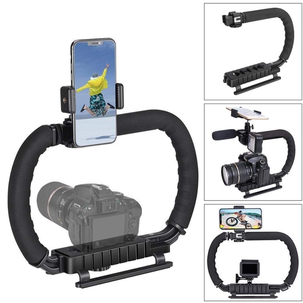 XIANYUNDIAN Metal Triple Hot-Shoe Mounts Handheld Phone Stabilizer Video Action Handle Grip for Canon Nikon Sony DSLR Camera/Camcorder Camera Mounts Clamps (Colour : C Grip)