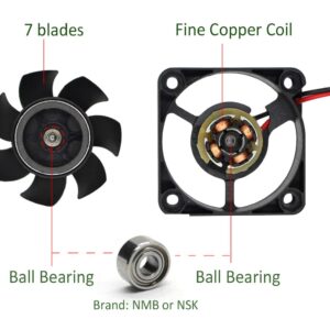 ANVISION 2-Pack 40mm x 10mm DC 5V Brushless Cooling Fan, Dual Ball Bearing, 2-Pin