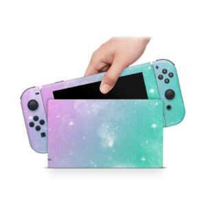 zoomhitskins compatible with switch skin cover cosmos universe ombre degrade star system wrap soft sunlight rose 3m vinyl decal sticker wrap, made in the usa