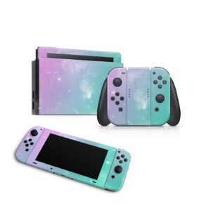 ZOOMHITSKINS Compatible with Switch Skin Cover Cosmos Universe Ombre Degrade Star System Wrap Soft Sunlight Rose 3M Vinyl Decal Sticker Wrap, Made in The USA