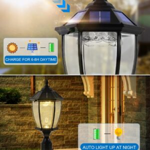 GYDZ Solar Post Lights Outdoor Solar Lamp Post Light for Gate Porch/Stone Pillar, Waterproof Decorative Solar Pillar Light Warm&Cool White, Oil-Rubbed Black Die Cast Aluminum Housing with Clear Glass