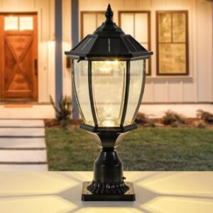 GYDZ Solar Post Lights Outdoor Solar Lamp Post Light for Gate Porch/Stone Pillar, Waterproof Decorative Solar Pillar Light Warm&Cool White, Oil-Rubbed Black Die Cast Aluminum Housing with Clear Glass