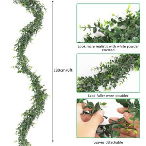 COCOBOO 6 Pack 36ft Eucalyptus Garland Artificial Greenery Boxwood Garland, Faux Vines Fake Hanging Plants for Wedding Table Arch Wall Decor (Dark Green)