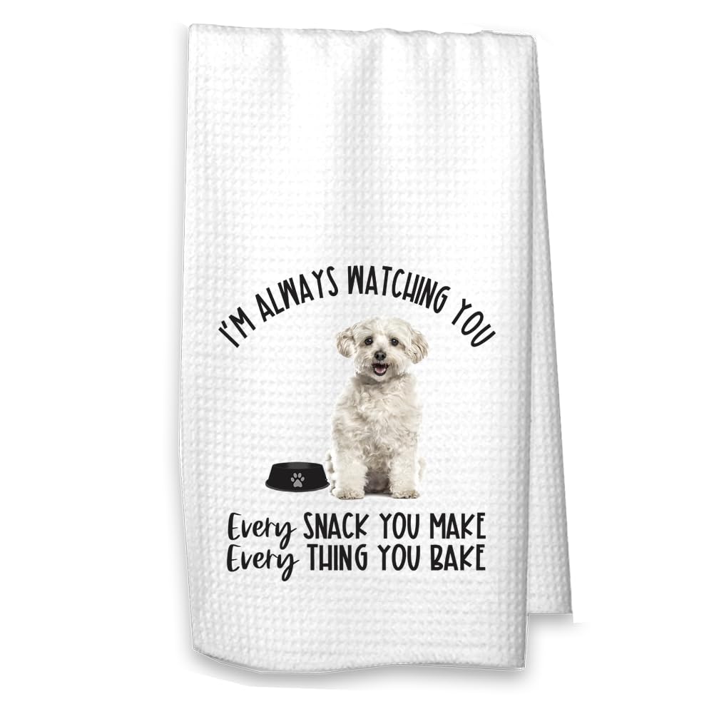 The Creating Studio Personalized Havanese Waffle Kitchen Towel, Gift for Dog Mom or Dad, Housewarming Hostess Gift, Always Watching You (Havanese No Name)