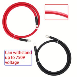 4 AWG Battery Cables, Gauge Power Inverter Cables with 5/16" Ring Terminals for Solar, RV, Auto, Marine Car, Boat （Length 3 ft