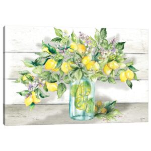 icanvas tss156 watercolor lemons in mason jar landscape canvas print by tre sorelle studios, 32" x 48" x 1.5" depth gallery wrapped